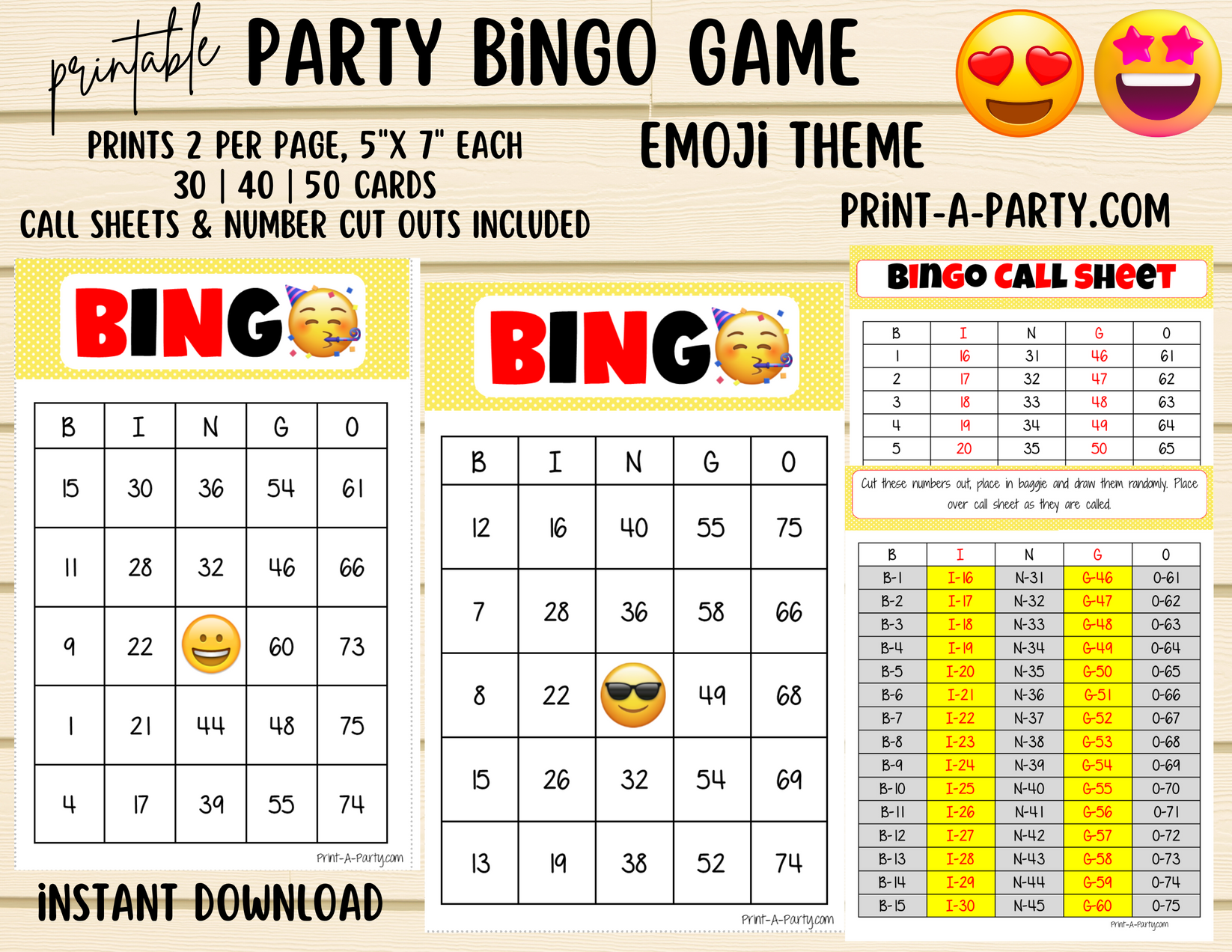 Emoji Bingo Game | Emoji Party Theme | Emoji Party Game | Printable ...
