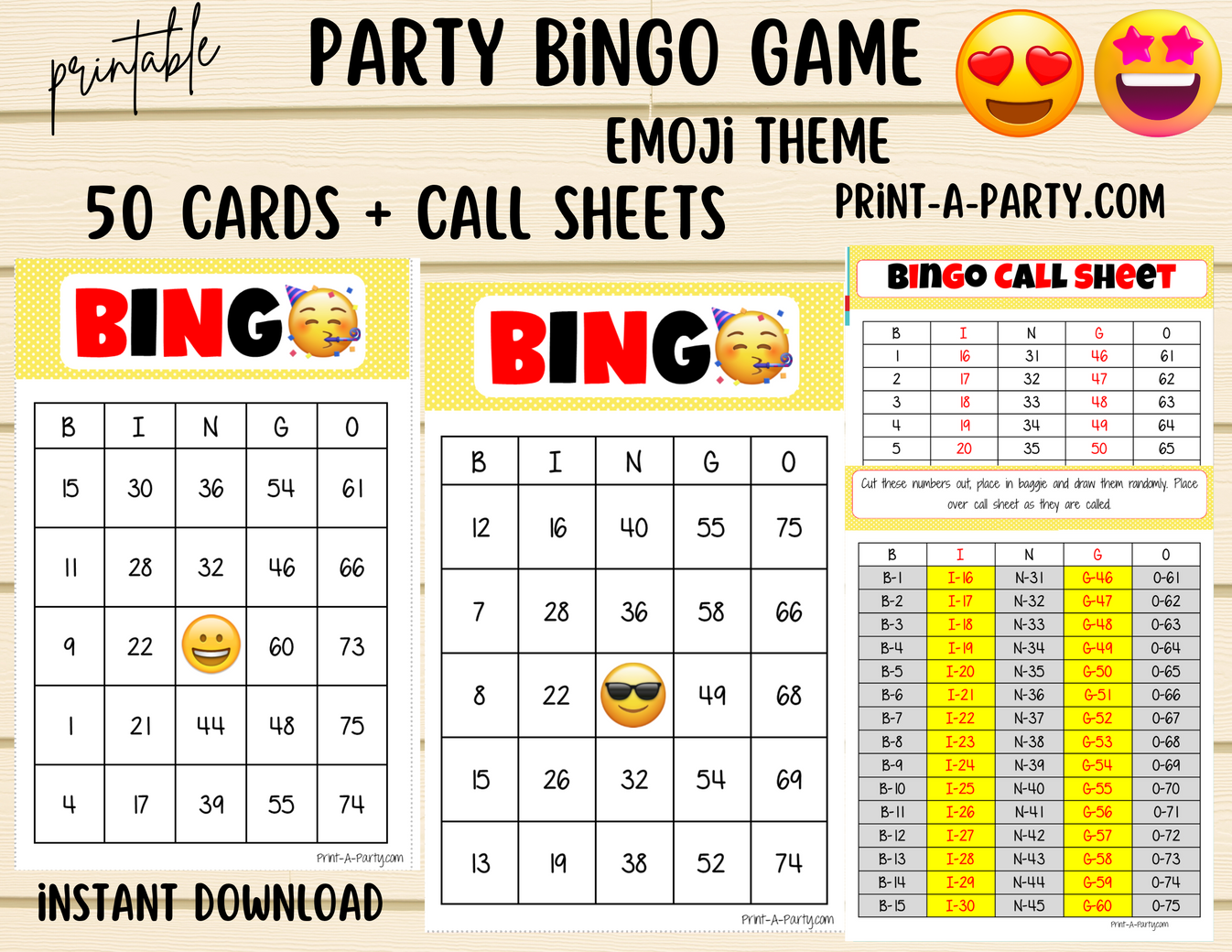 Emoji Bingo Game | Emoji Party Theme | Emoji Party Game | Printable ...