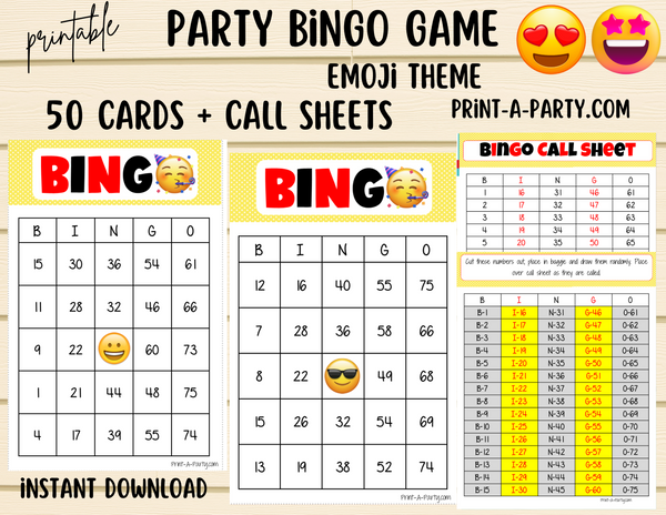 Emoji Bingo Game | Emoji Party Theme | Emoji Party Game | Printable ...