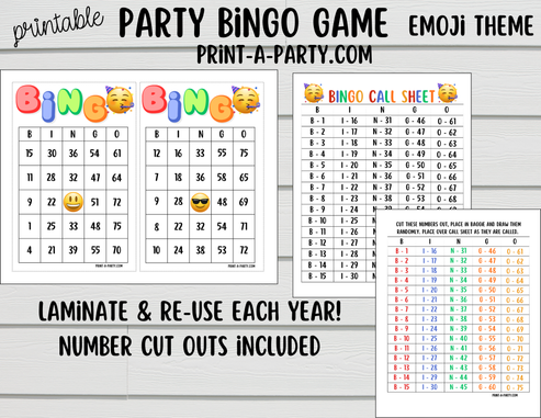 BINGO: Emoji theme - Printable Emoji Bingo Game | Fun Birthday Party G ...