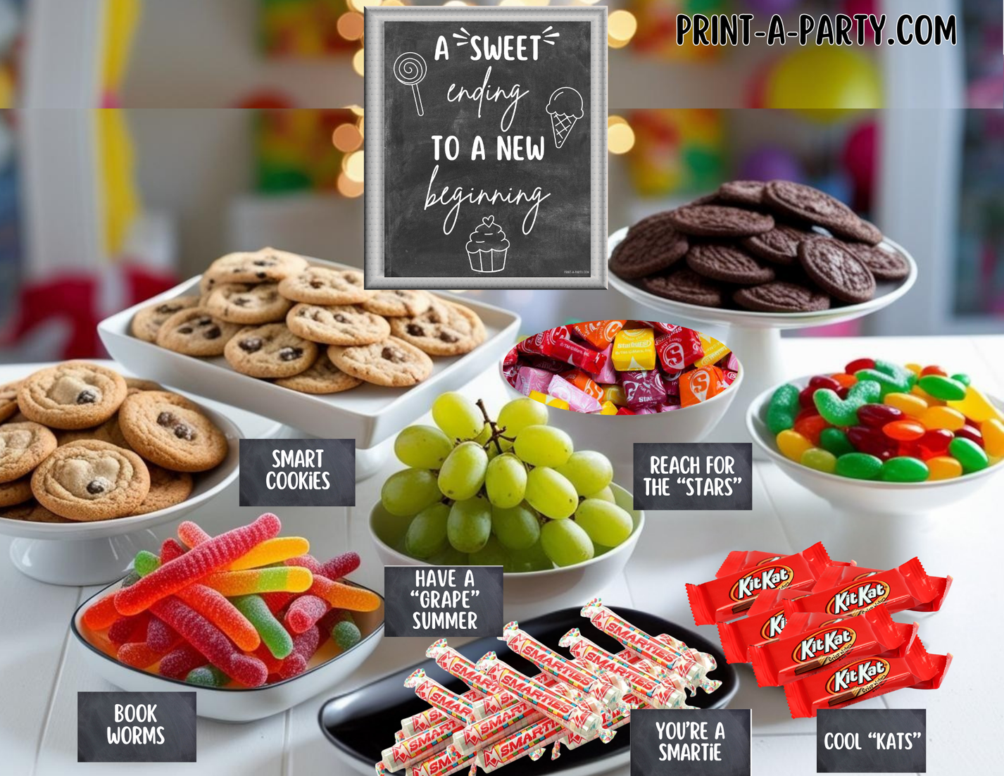 End of School or Graduation Candy Table Printable Sign (8x10) & Treat ...
