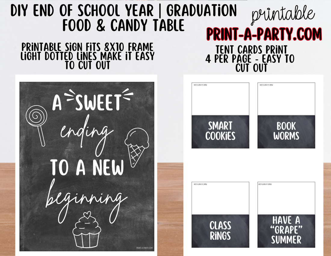 End of School or Graduation Candy Table Printable Sign (8x10) & Treat ...