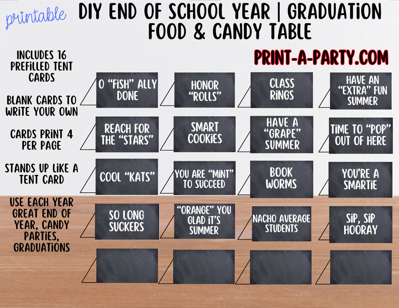 End of School Year Candy Table Printable | Graduation Party Sign & Tre ...