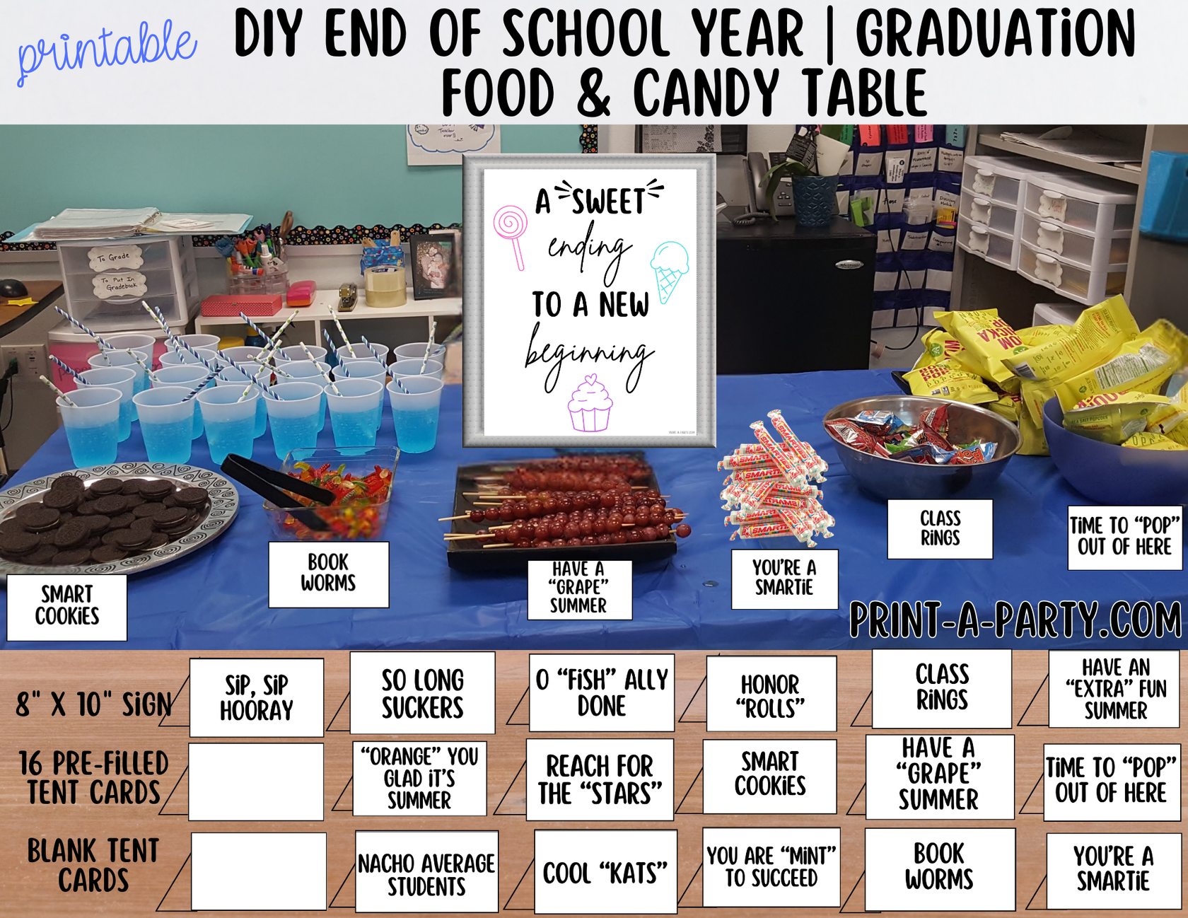 End of School Year Candy Table Printable | Graduation Party Sign & Tre ...