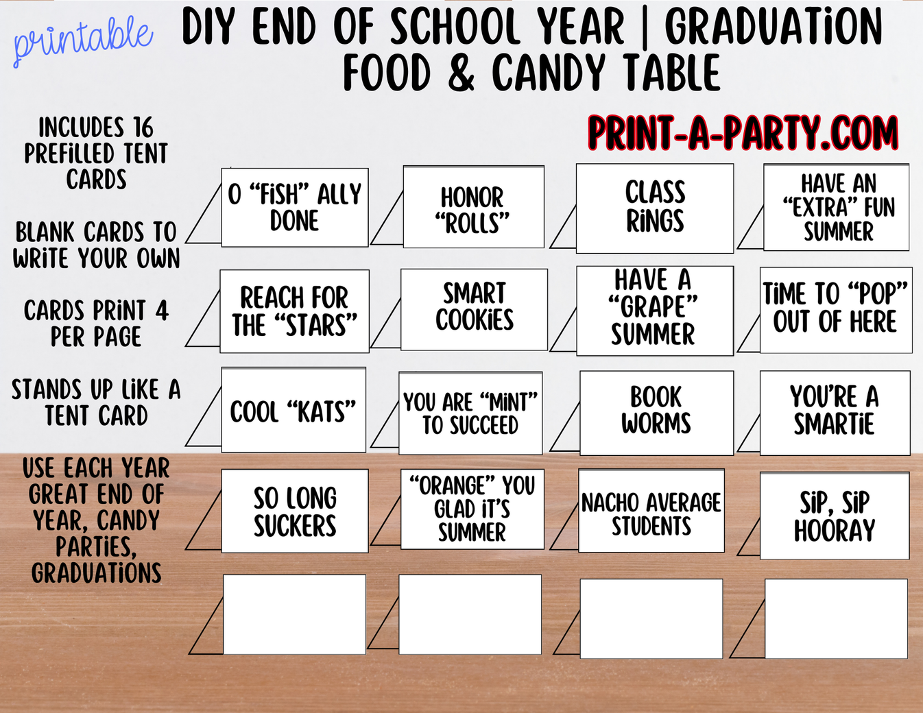 End of School Year Candy Table Printable | Graduation Party Sign & Tre ...