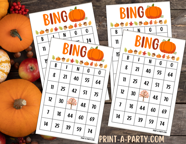 Printable Fall Bingo Game - 30, 40, 50 cards + call sheets for Fall ...