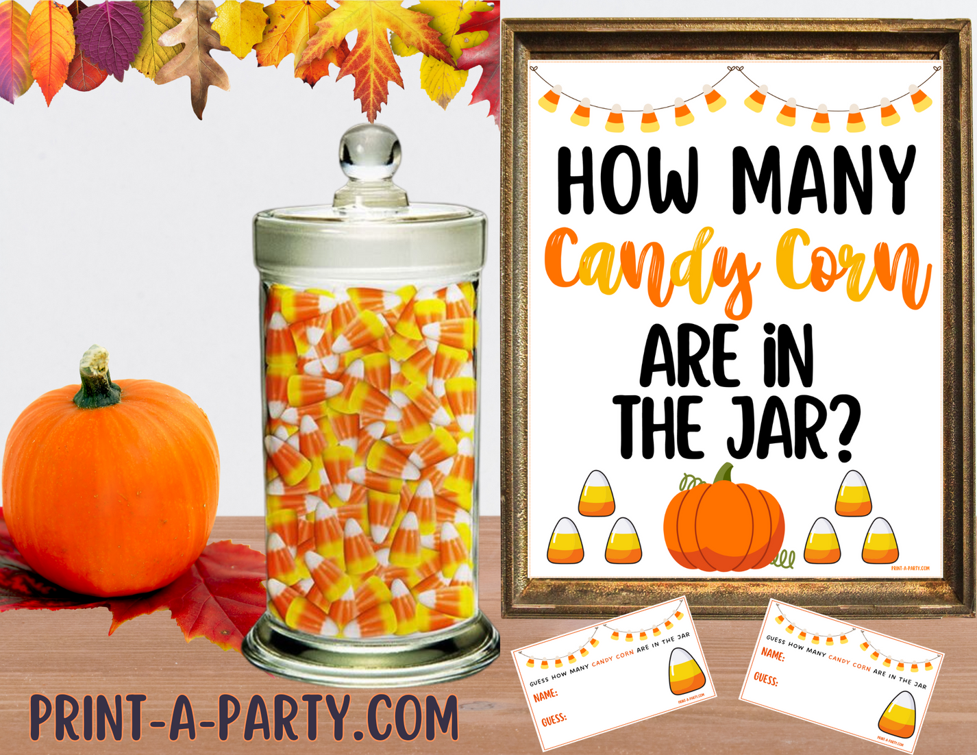 Printable FALL CANDY CORN Candy Jar Guessing Game | How many candy corn ...