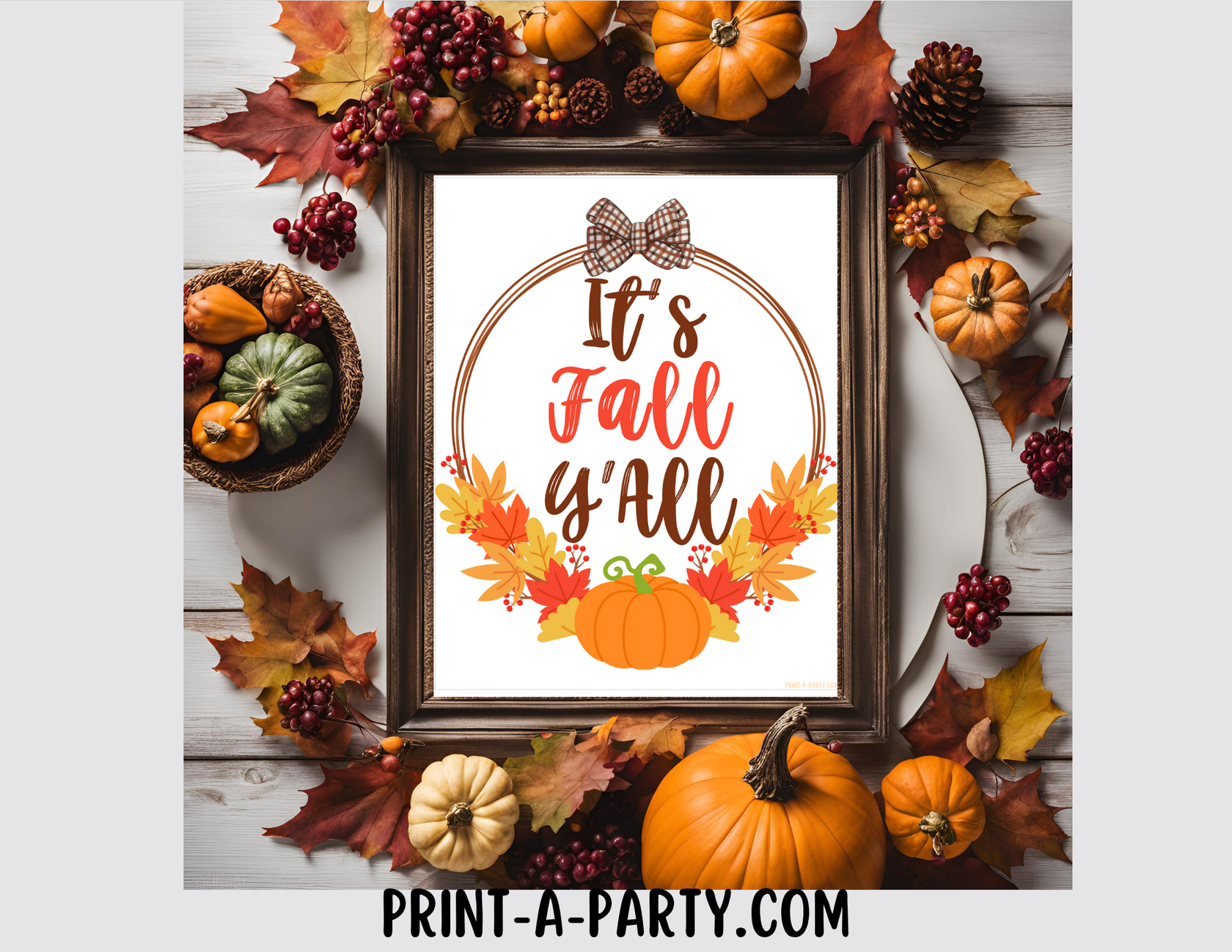 Printable Quote Fall Wall Art – “It’s Fall Y’All” for Southern Farmhou ...