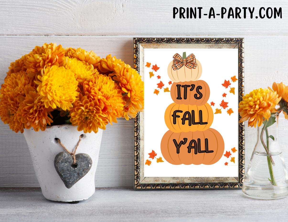 Printable Quote Fall Wall Art – “It’s Fall Y’All” for Southern Farmhou ...