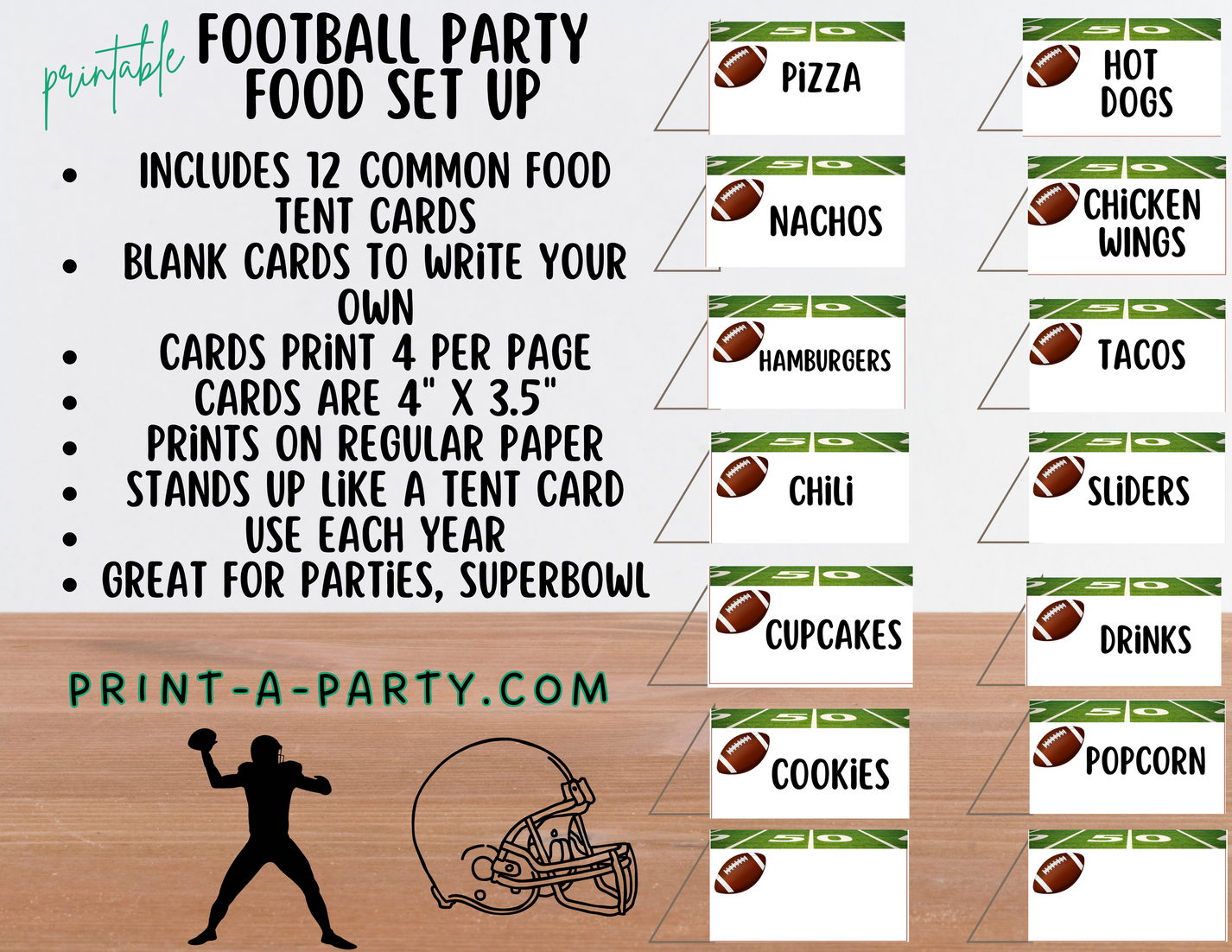 FOOTBALL PARTY FOOD Setup EDITABLE and PRINTABLE | Party Food Station ...