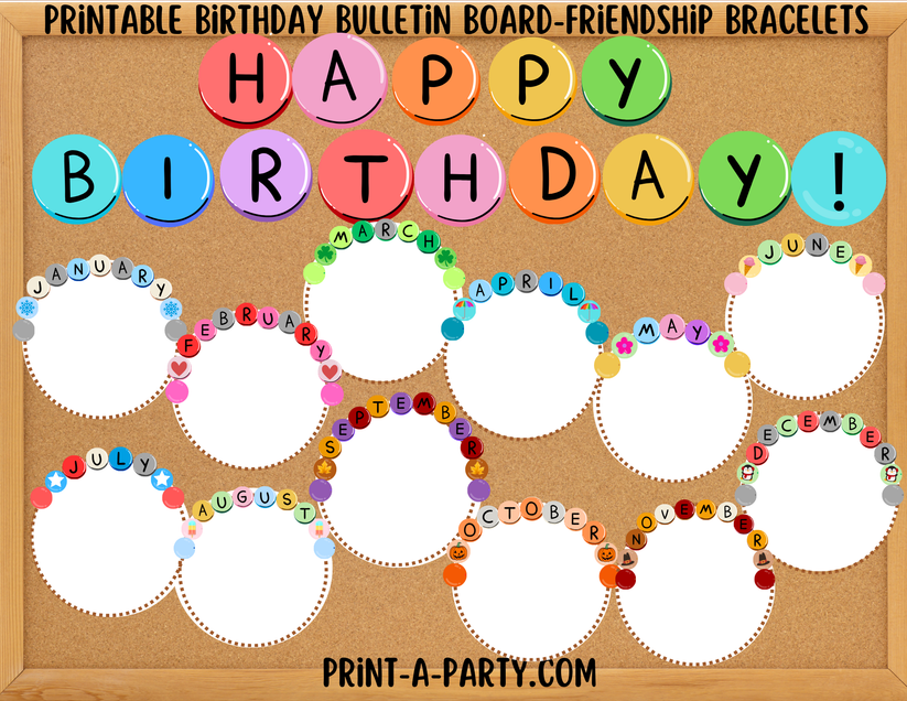 Birthday Bulletin Board Printable Friendship Bracelet Decor for ...