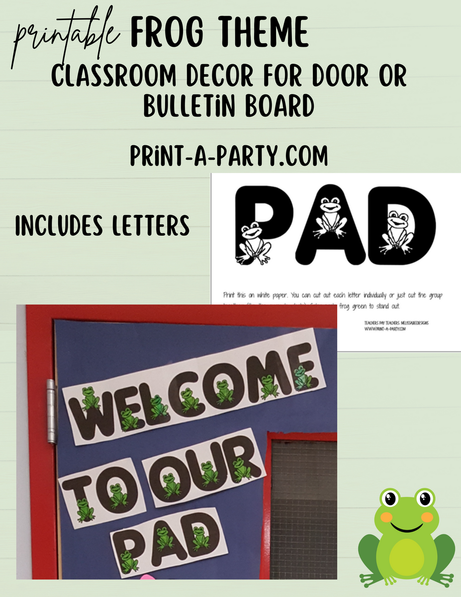 Classroom Bulletin Board or Door Kit - Frog Theme (Welcome to our Pad ...