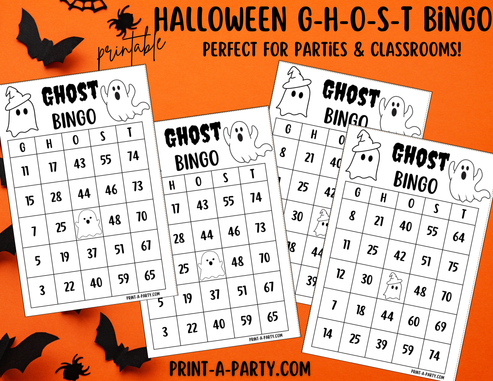 Printable Halloween Ghost Bingo G-H-O-S-T in 30, 40 or 50 cards + call ...