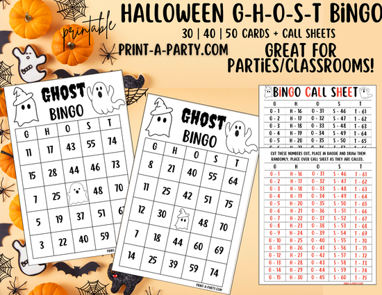 BINGO: Halloween Ghost Bingo Game Printable – Fun G-H-O-S-T Version fo ...