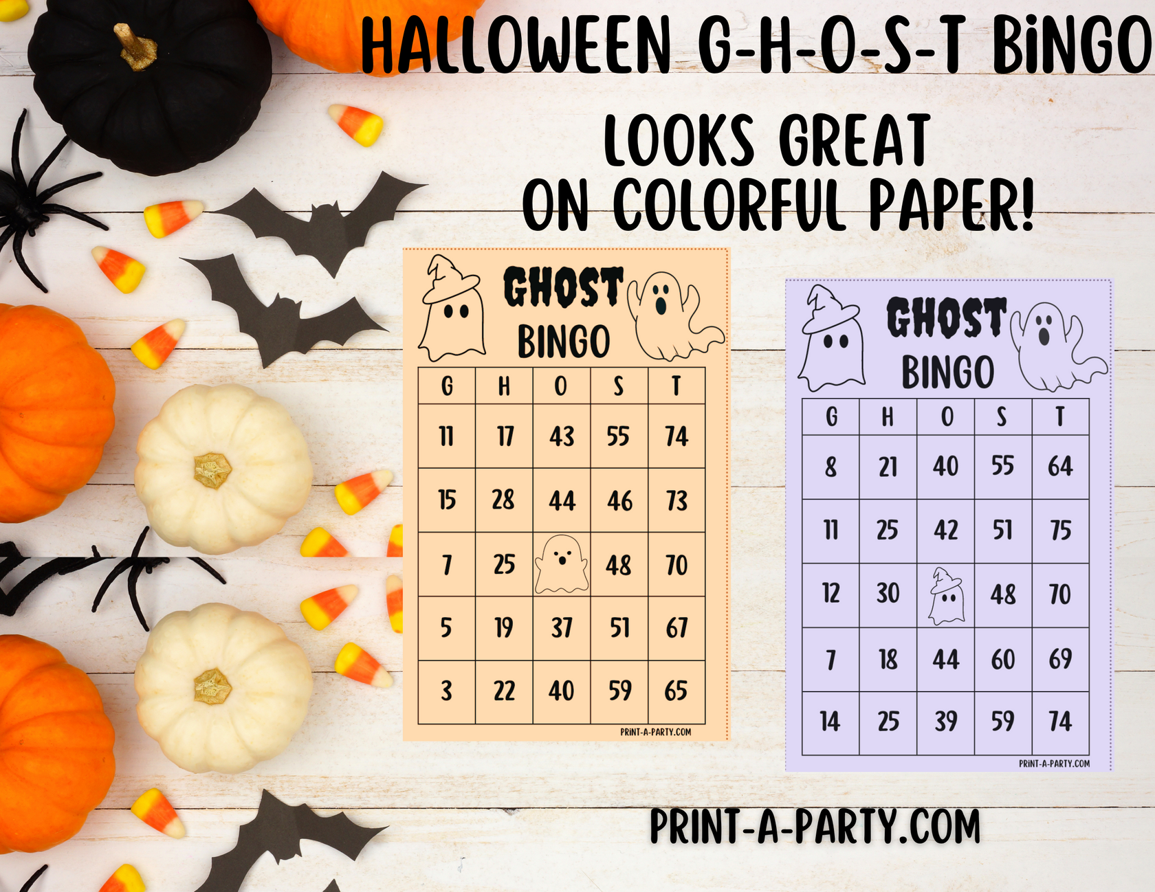 BINGO: Halloween Ghost Bingo Game Printable – Fun G-H-O-S-T Version fo ...