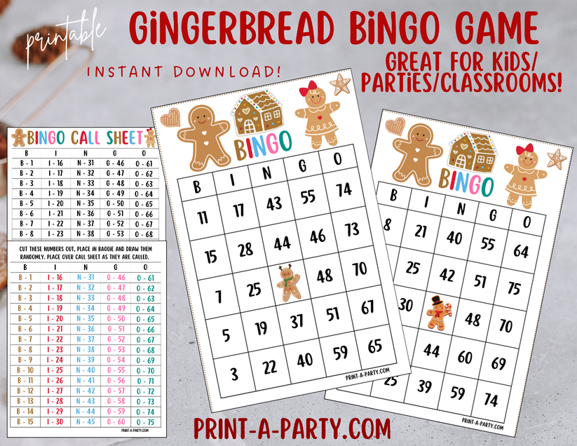 BINGO: Printable Gingerbread Bingo Game – Christmas Party Activity for ...