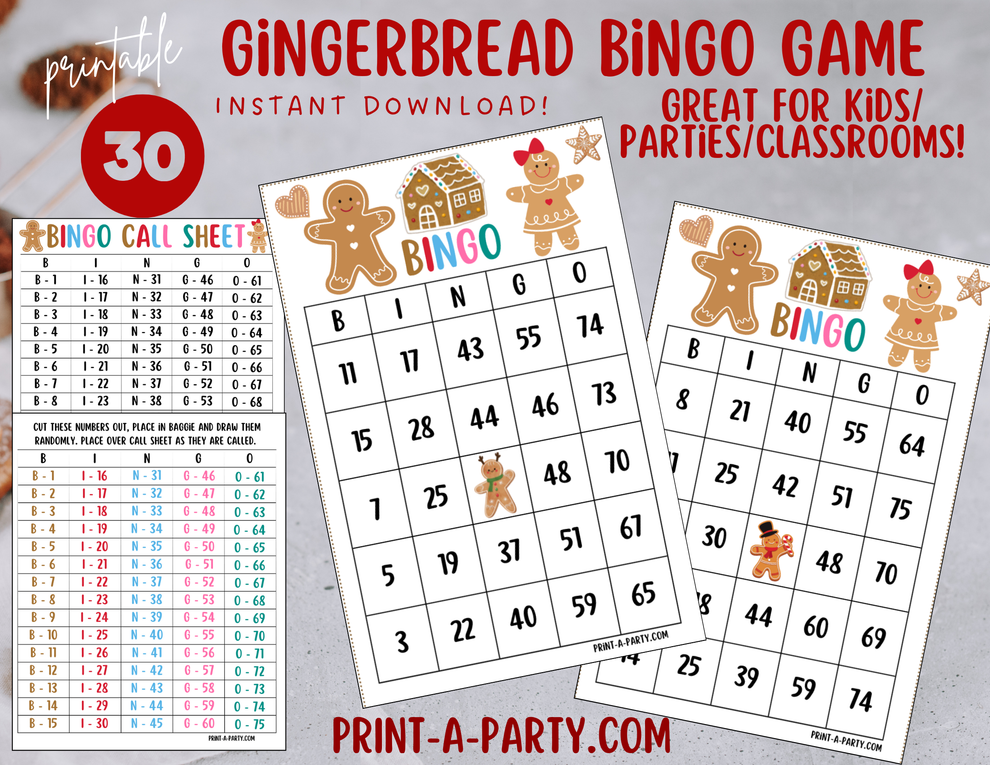 BINGO: Printable Gingerbread Bingo Game – Christmas Party Activity for ...