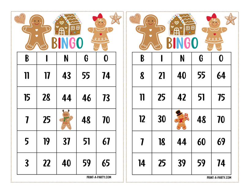 BINGO: Printable Gingerbread Bingo Game – Christmas Party Activity for ...