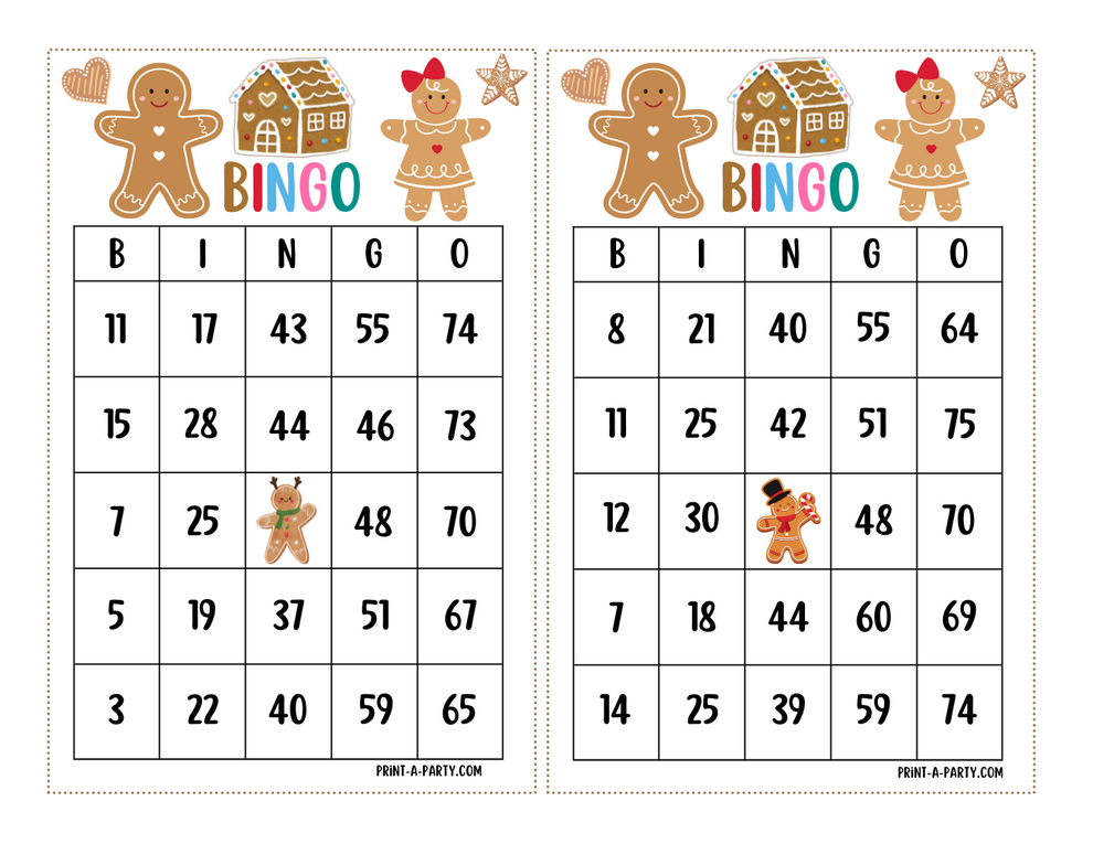 BINGO: Printable Gingerbread Bingo Game – Christmas Party Activity for ...