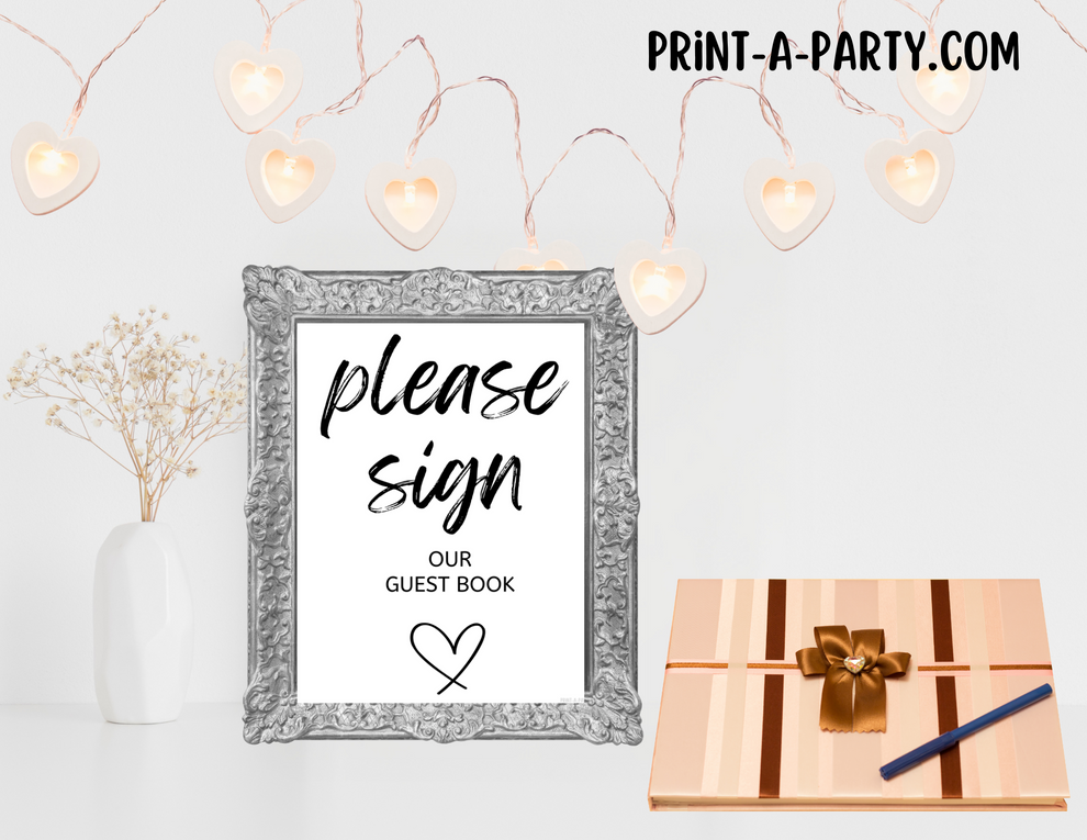 Printable Wedding Guest Book Sign - Please sign our guestbook - prints ...
