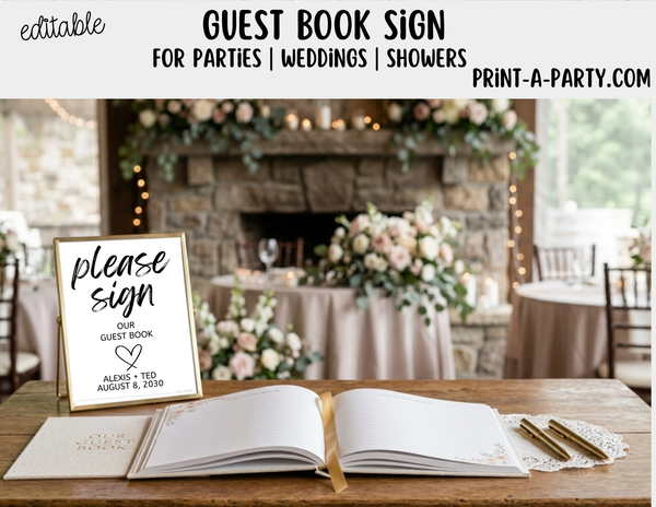 Editable Guest Book Sign (8x10) – Canva Printable Template for Wedding ...