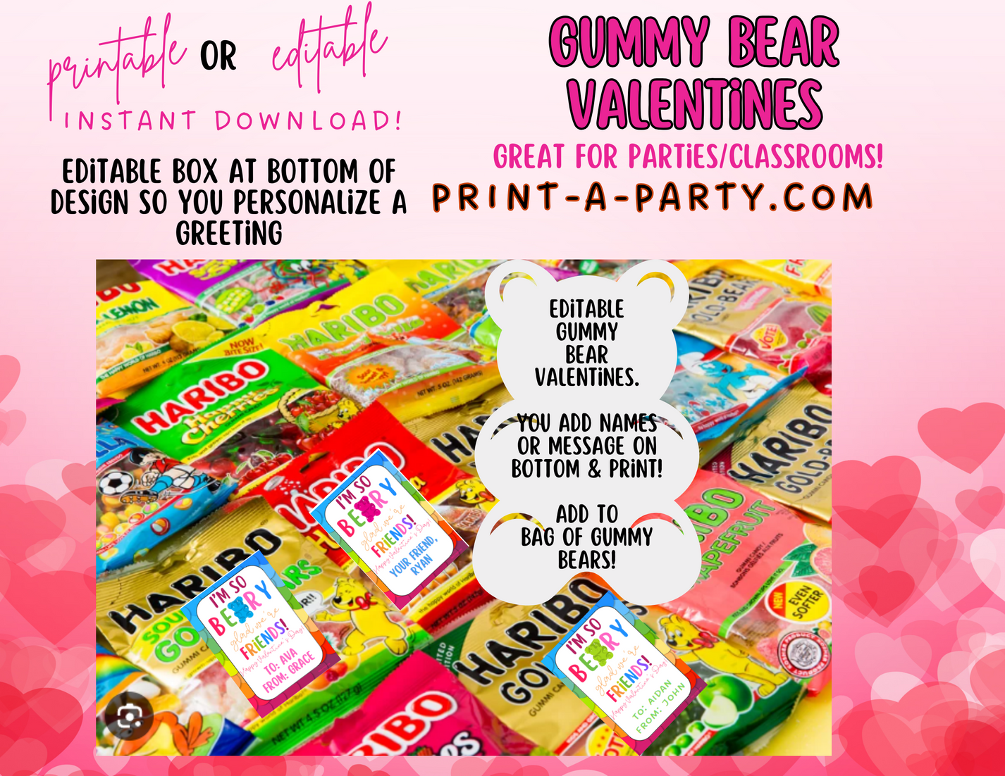 Editable Gummy Bear Valentines | Editable Valentines for Kids ...