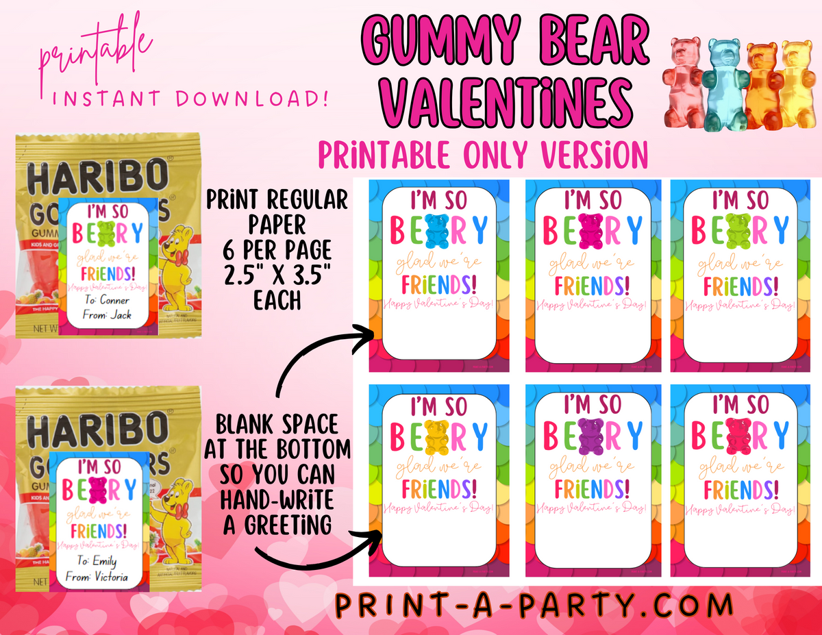 Editable Gummy Bear Valentines | Editable Valentines for Kids ...