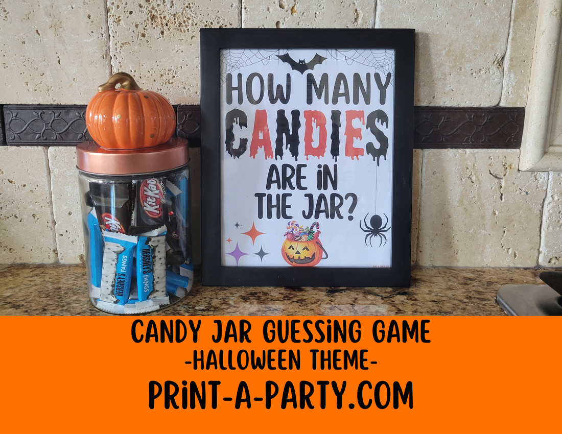 CANDY JAR GUESSING GAME - HALLOWEEN CANDY | How many candies are in ja – PrintAParty