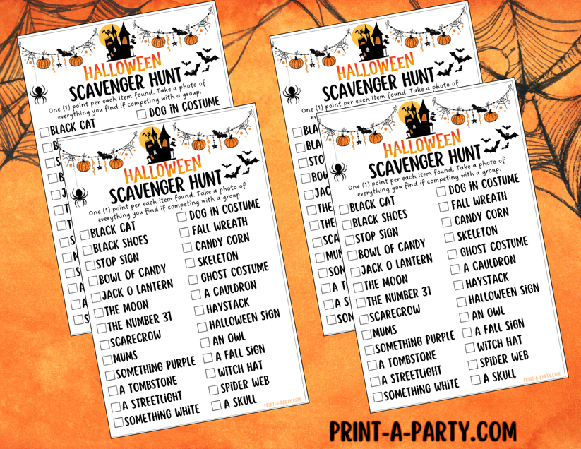 SCAVENGER HUNT GAME: Halloween Theme - Printable Halloween Scavenger H ...