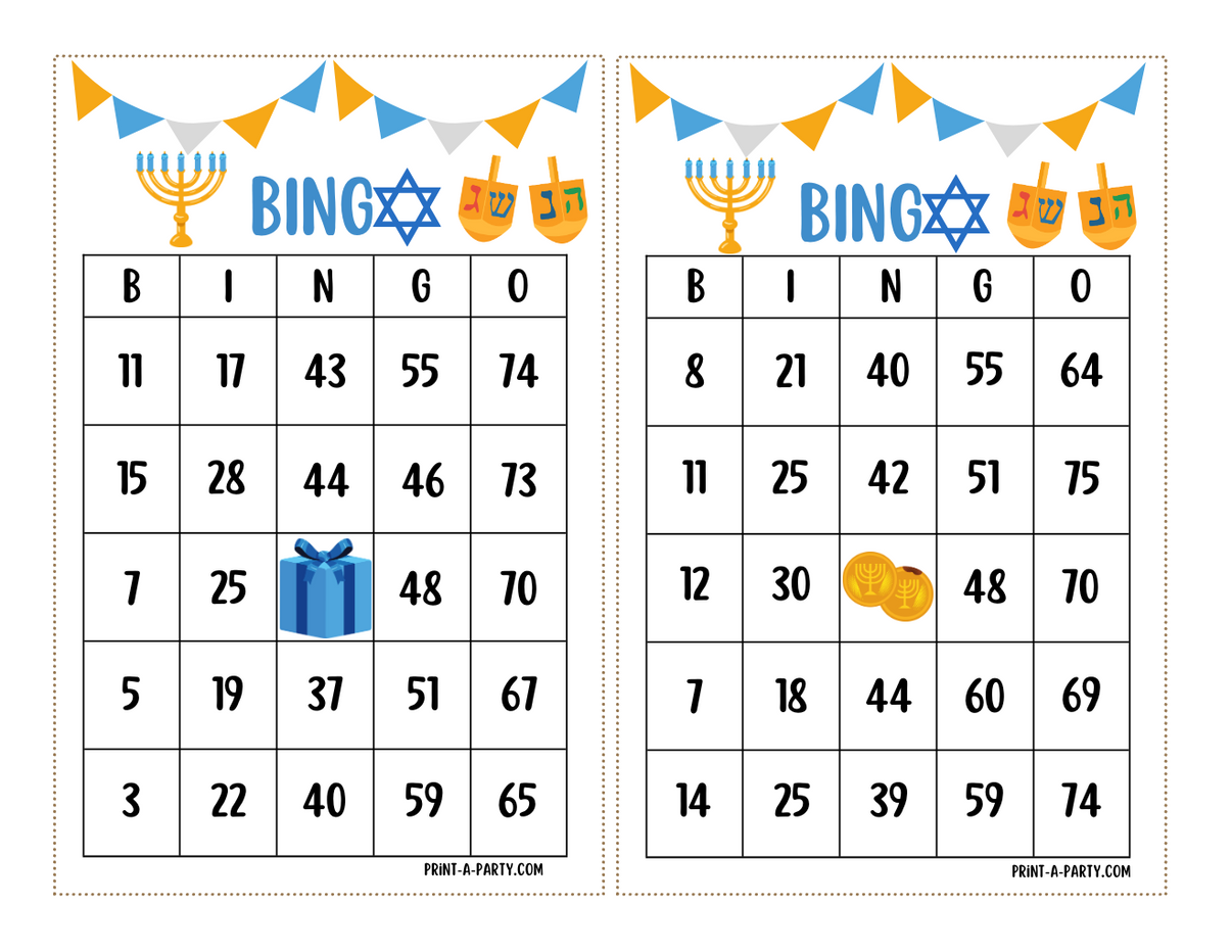 Printable Hanukkah Bingo Game - 30, 40 or 50 cards + call sheets ...