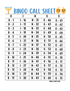 Printable Hanukkah Bingo Game - 30, 40 or 50 cards + call sheets ...