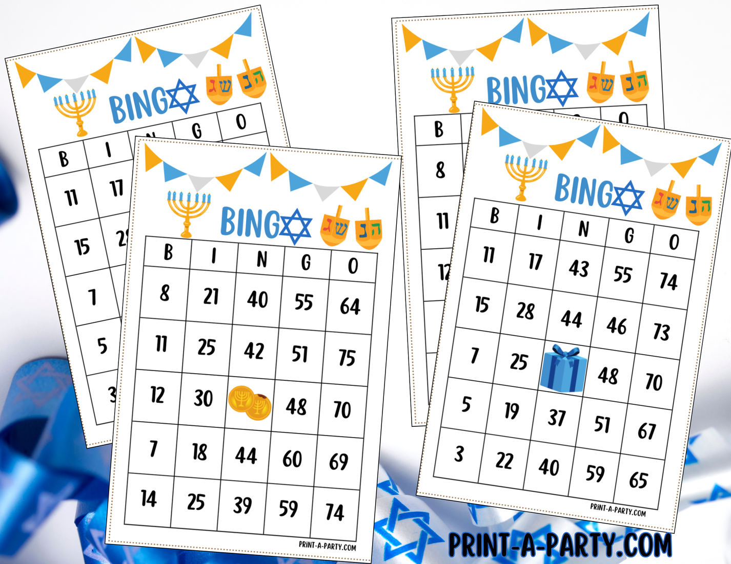 Printable Hanukkah Bingo Game - 30, 40 or 50 cards + call sheets ...