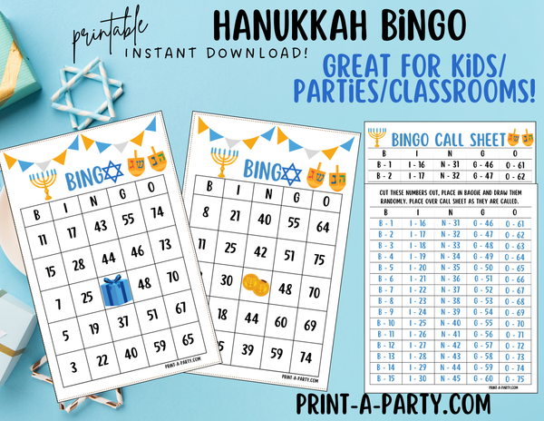 Hanukkah Bingo Game - INSTANT DOWNLOAD for Holiday Parties or Classes ...