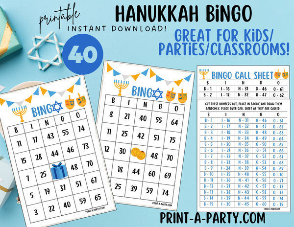 Hanukkah Bingo Game - INSTANT DOWNLOAD for Holiday Parties or Classes ...