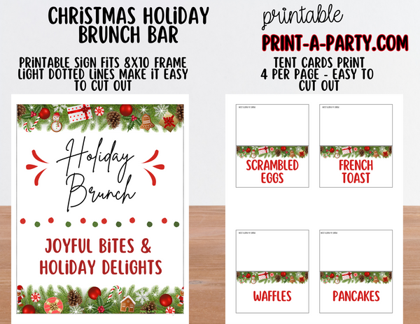 Christmas Brunch Bar Sign & Food Tent Cards | Printable Holiday Breakf ...