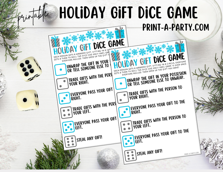 DICE GAME- Printable Holiday Dice Game – Fun Christmas Gift Exchange P ...
