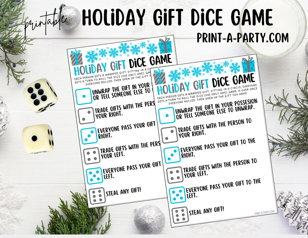 DICE GAME- Printable Holiday Dice Game – Fun Christmas Gift Exchange P ...