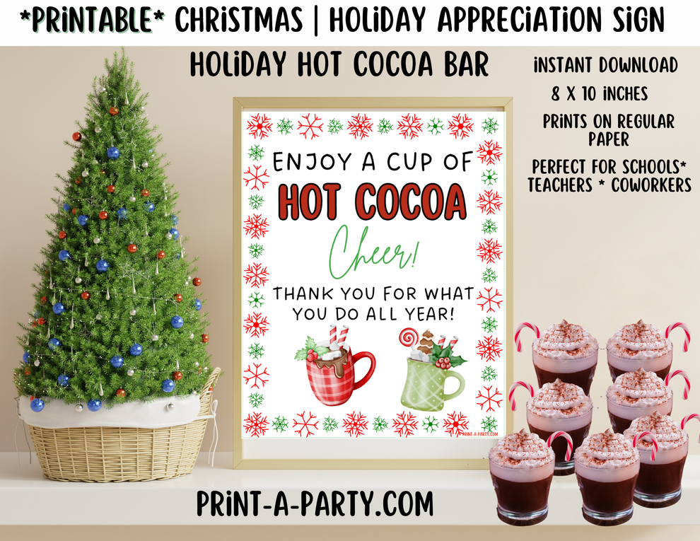 Appreciation Sign: Hot Cocoa Bar Printable Sign – Festive 8x10 Holiday ...