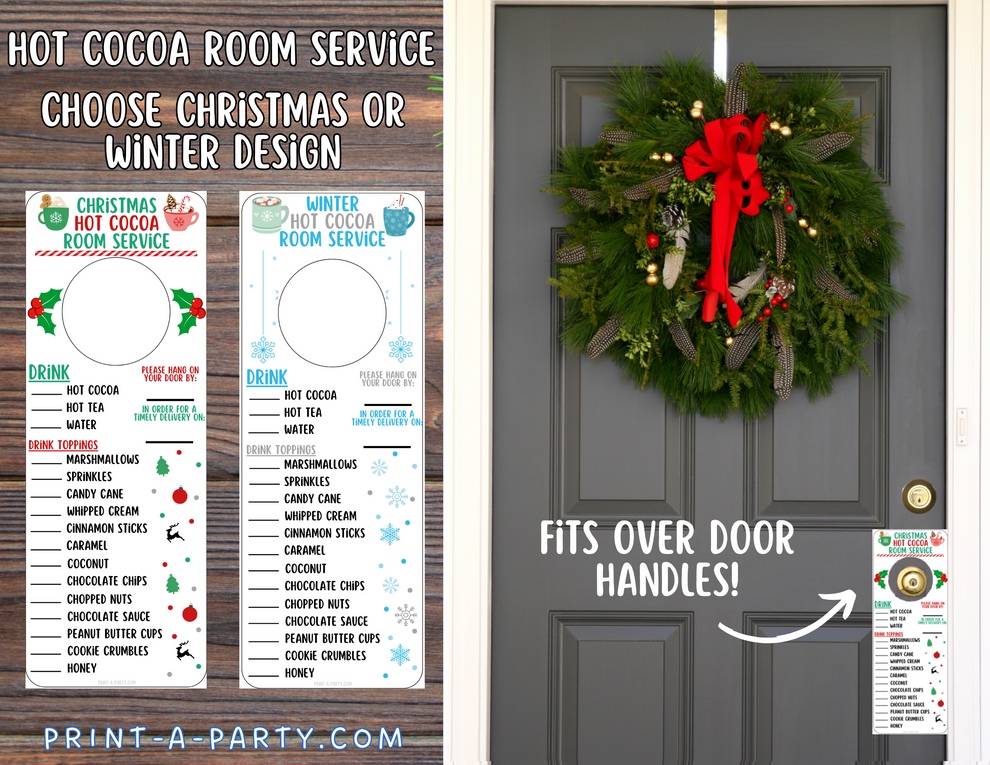 Holiday Appreciation HOT COCOA ROOM SERVICE DOOR TAGS - EDITABLE OR PR ...