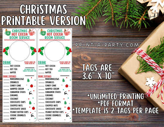 Holiday Appreciation HOT COCOA ROOM SERVICE DOOR TAGS - EDITABLE OR PR ...