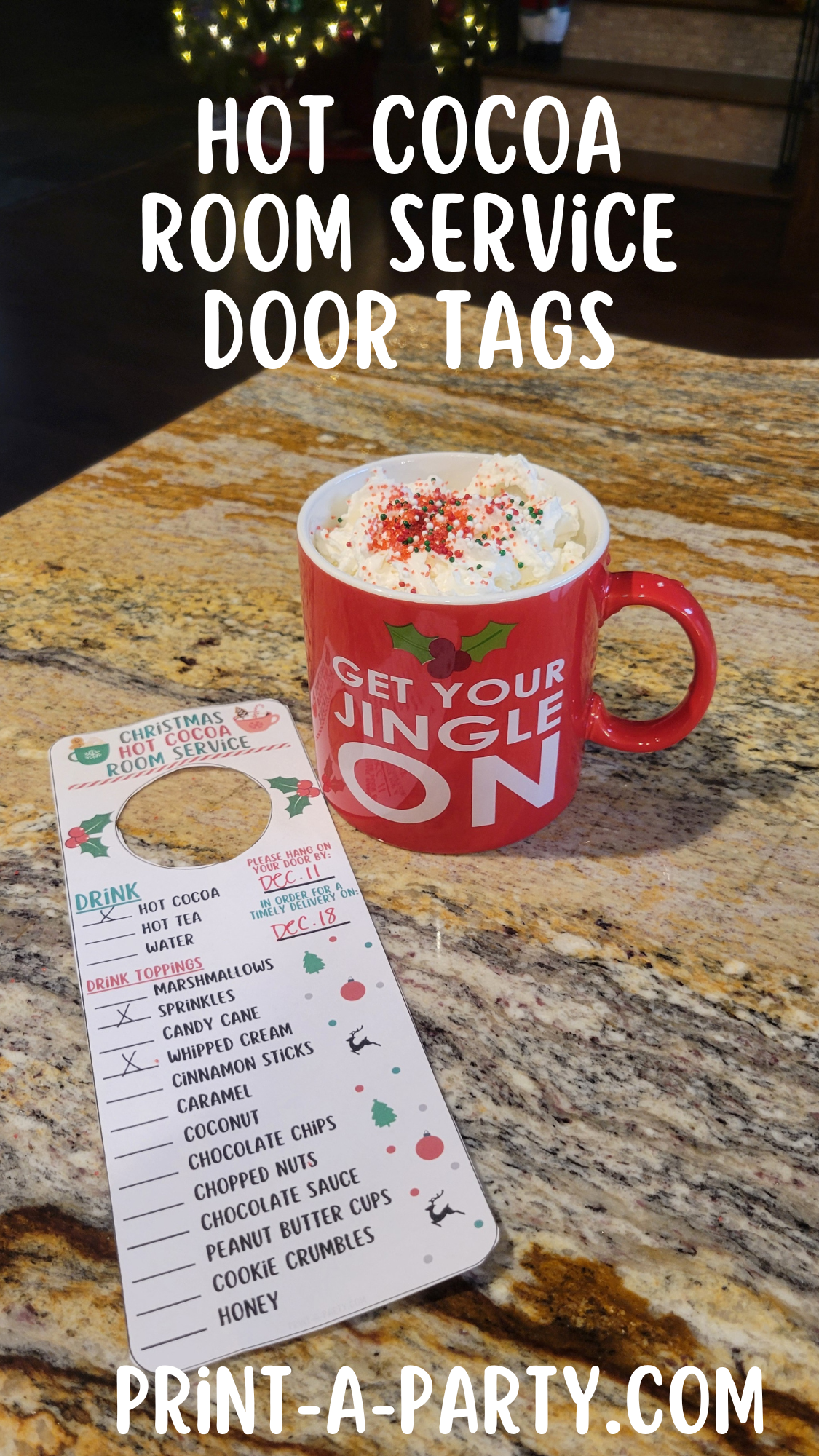 Holiday Appreciation HOT CHOCOLATE ROOM SERVICE TAGS - Editable Printa ...