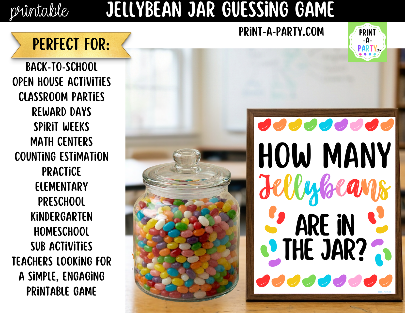 Jellybeans Candy Jar Guessing Game Printable Sign (8x10) & Guessing Ca ...