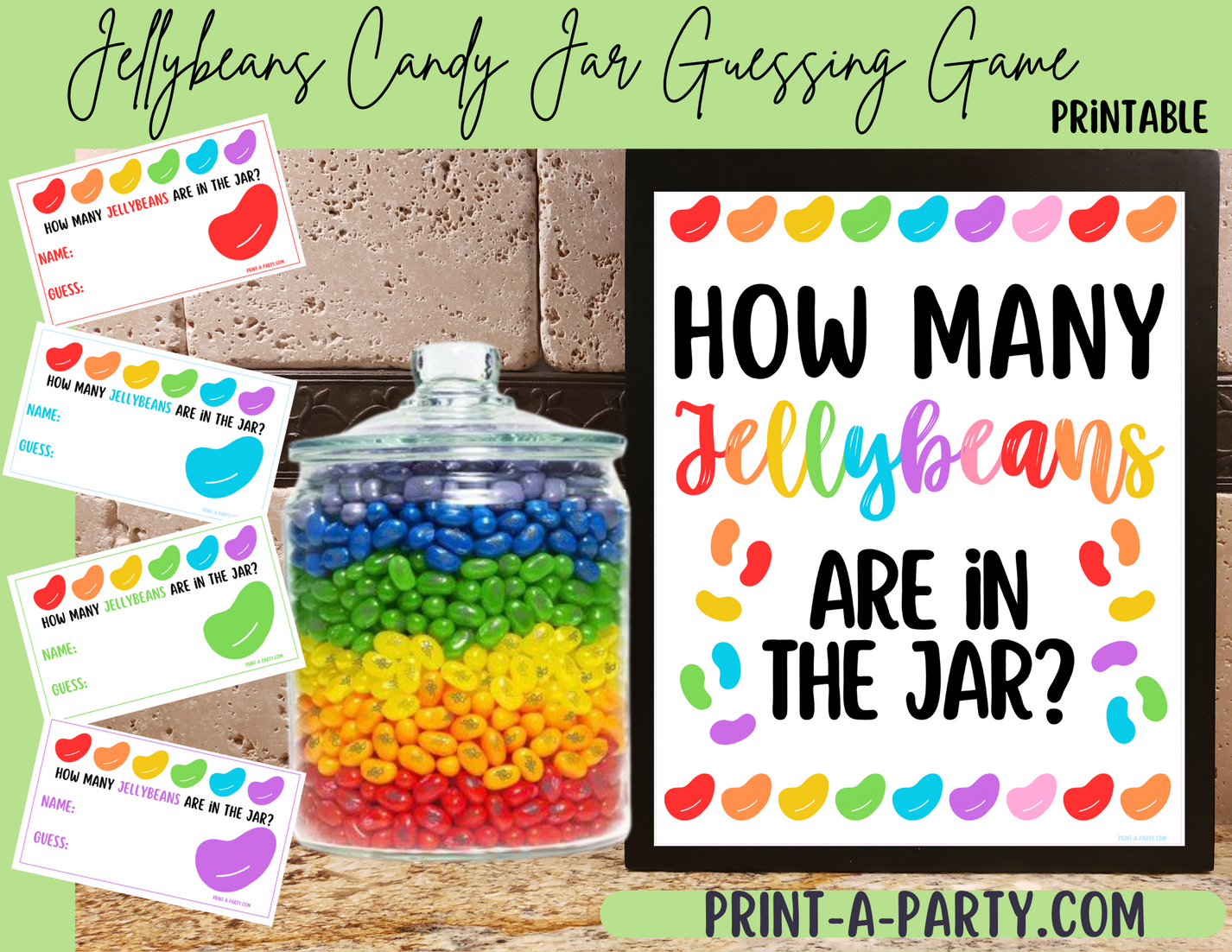 Jellybeans Candy Jar Guessing Game Printable – Party Game Sign & Cards ...