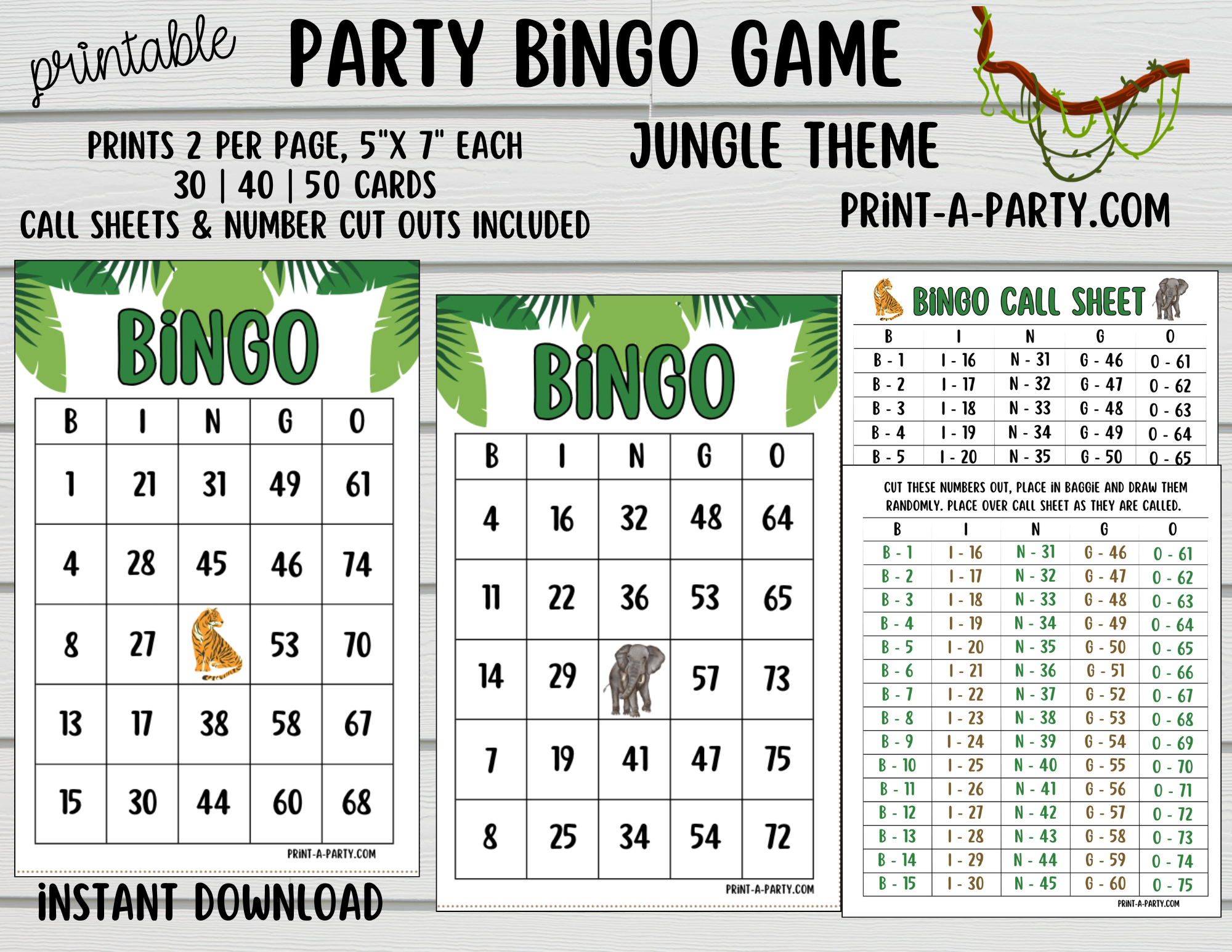 BINGO: Jungle Theme Bingo Game Printable | Safari Animal Bingo | Party ...