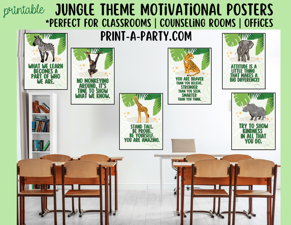 CLASSROOM DECOR - Jungle-Themed Motivational Posters - Printable Class ...