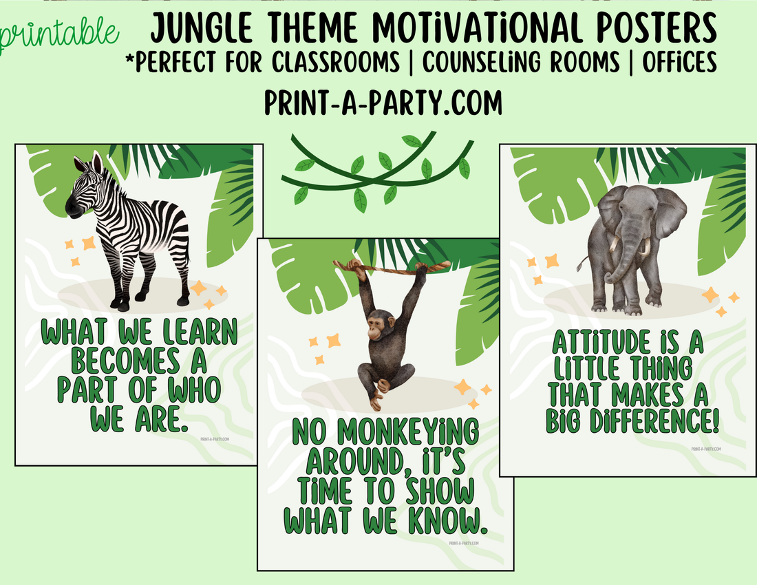 CLASSROOM DECOR - Jungle-Themed Motivational Posters - Printable Class ...