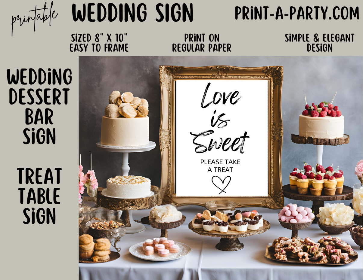 LOVE IS SWEET - Printable Dessert Bar Sign for weddings, showers, enga ...