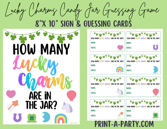 Candy Jar Guessing Game - St. PATRICK'S DAY LUCKY CHARMS - Printable S ...