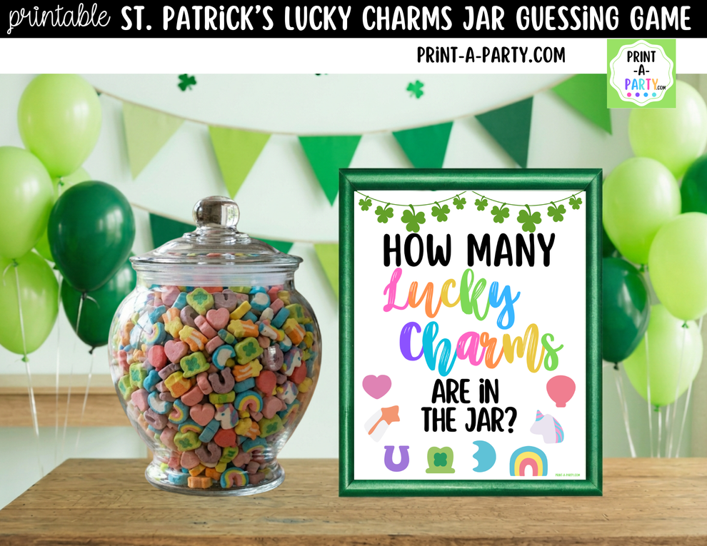 St. Patrick's Day Lucky Charms Jar Game Printable Sign (8x10) and Gues ...