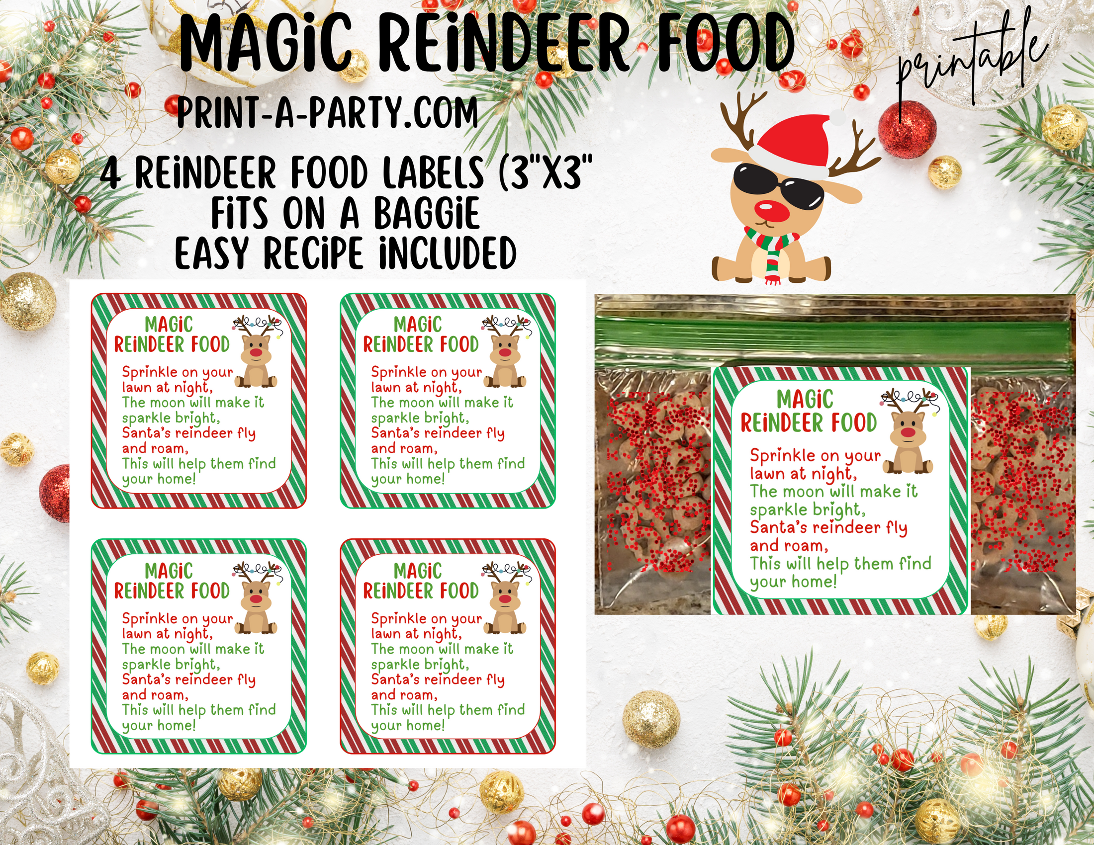 Magic Reindeer Food Kit – Printable Labels, Recipe & Instructions ...